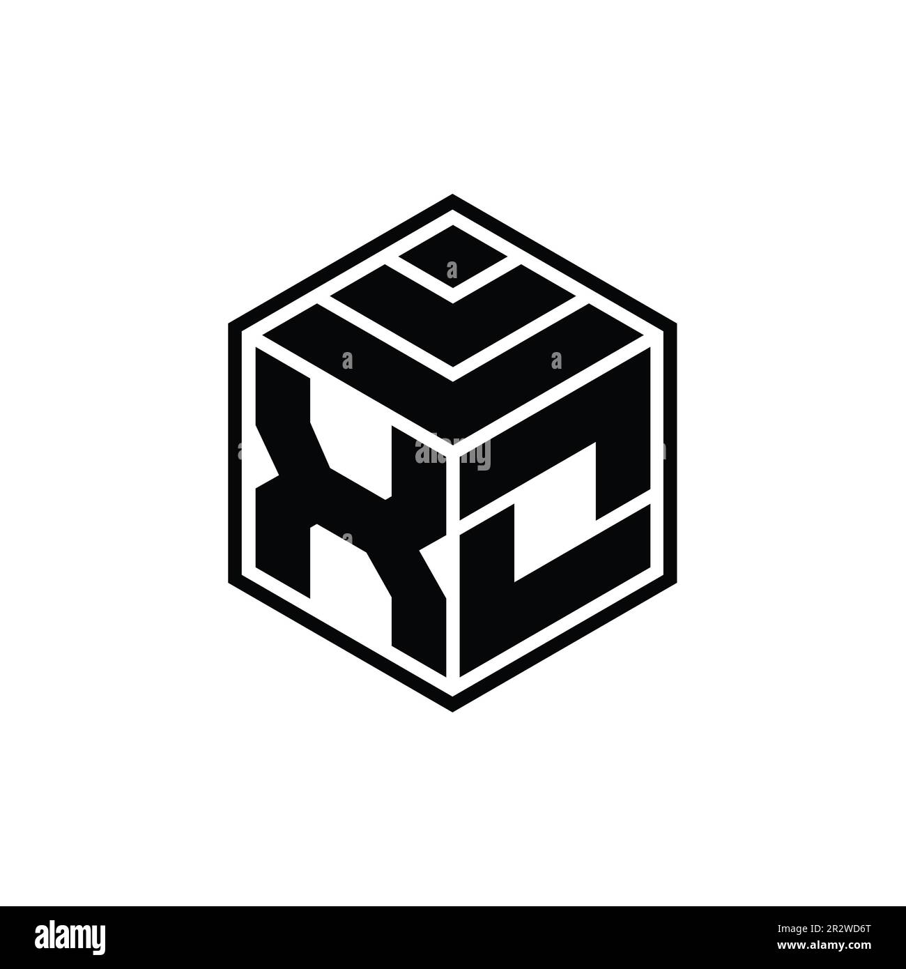 XO Logo monogram with hexagon geometric shape isolated outline design ...