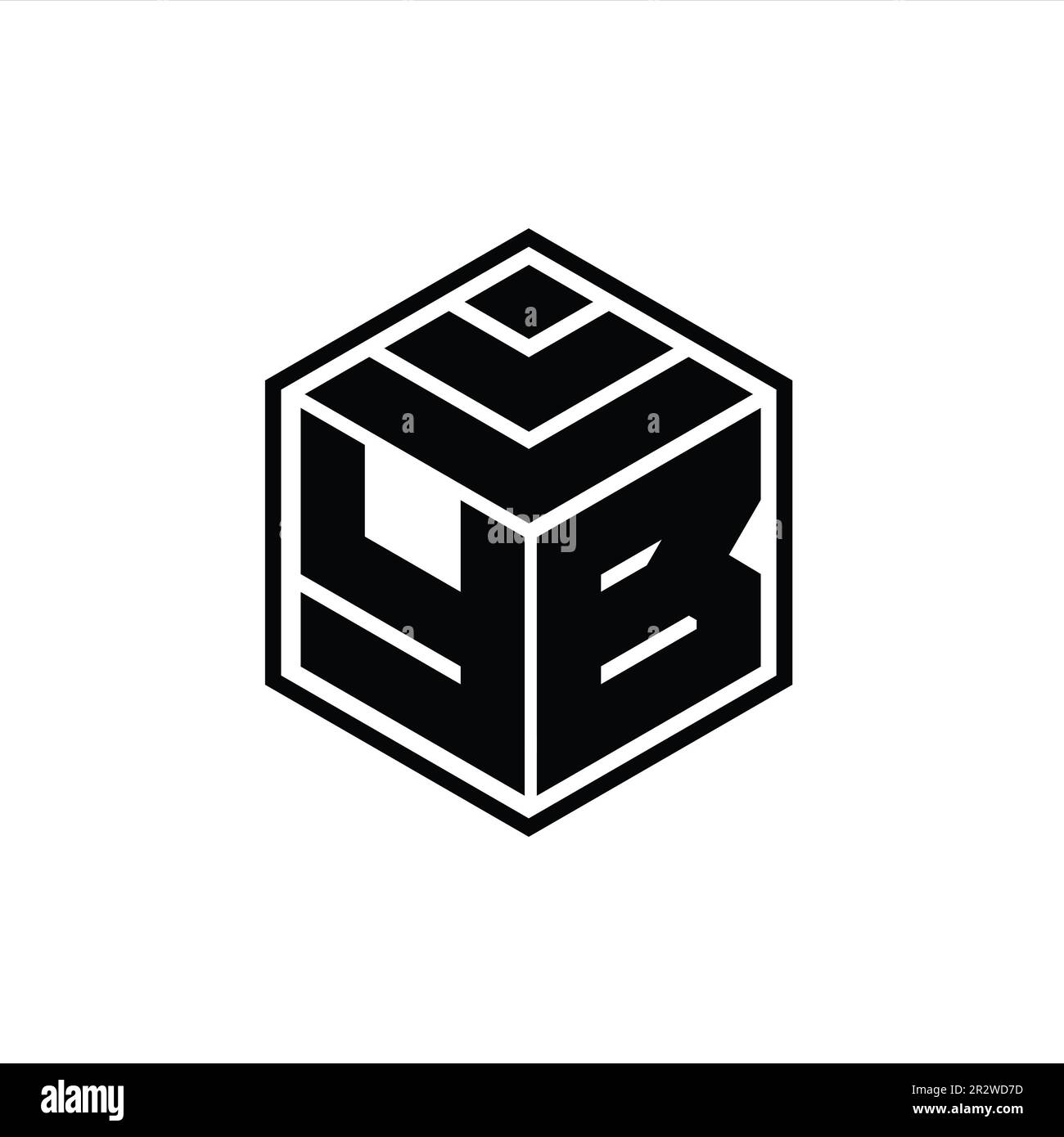 YB Logo monogram with hexagon geometric shape isolated outline design ...