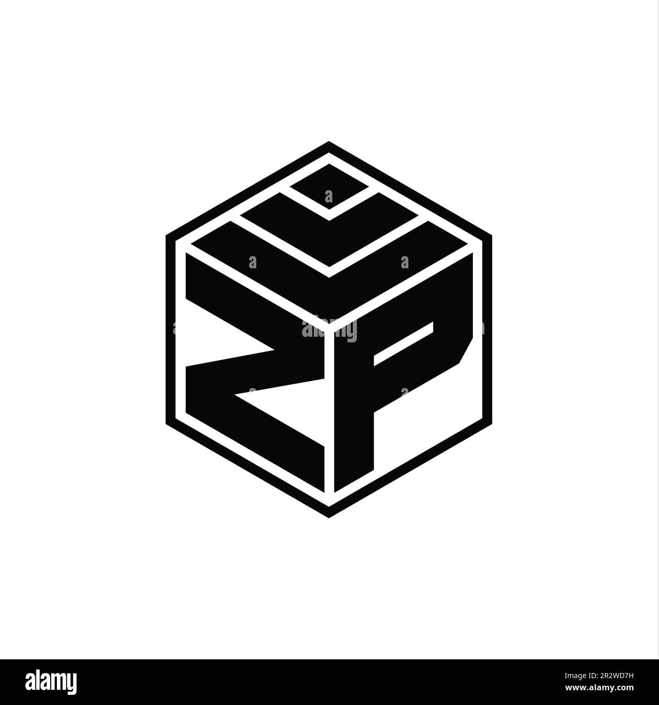 ZP Logo monogram with hexagon geometric shape isolated outline design ...