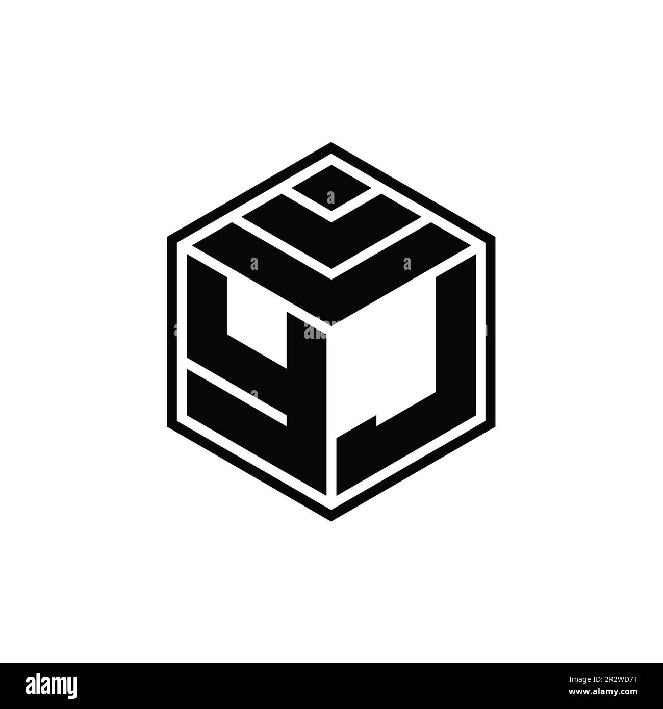 YJ Logo monogram with hexagon geometric shape isolated outline design template Stock Photo - Alamy