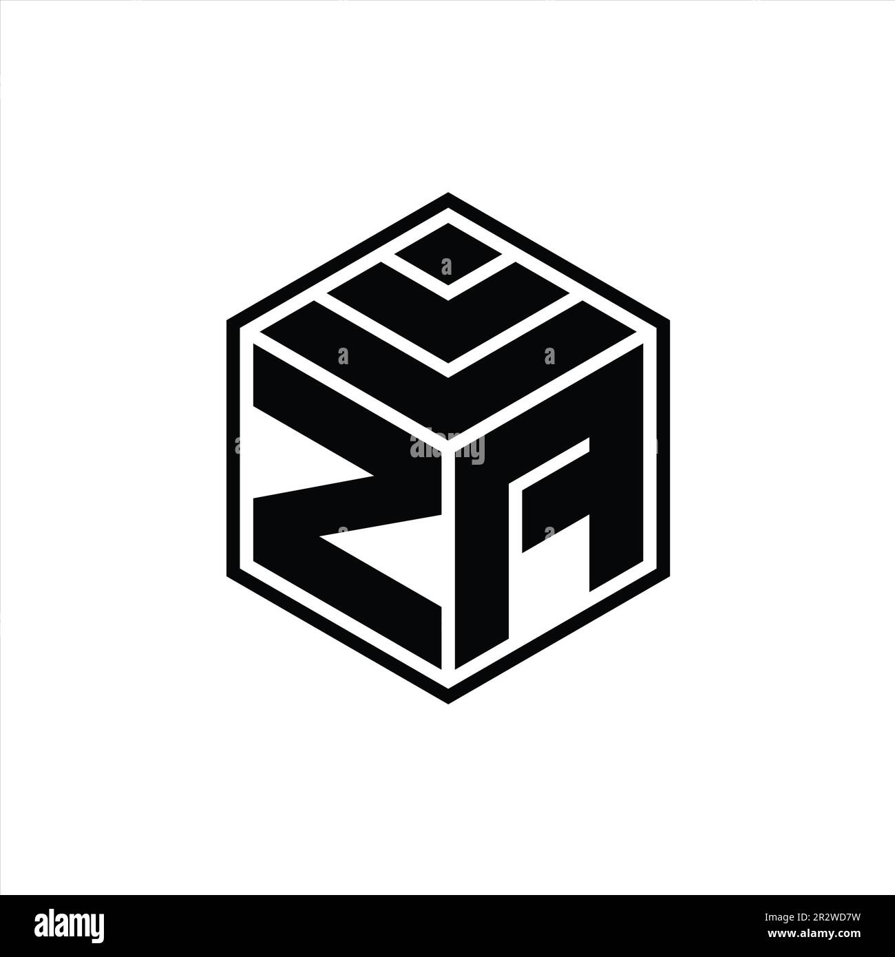 ZA Logo monogram with hexagon geometric shape isolated outline design ...