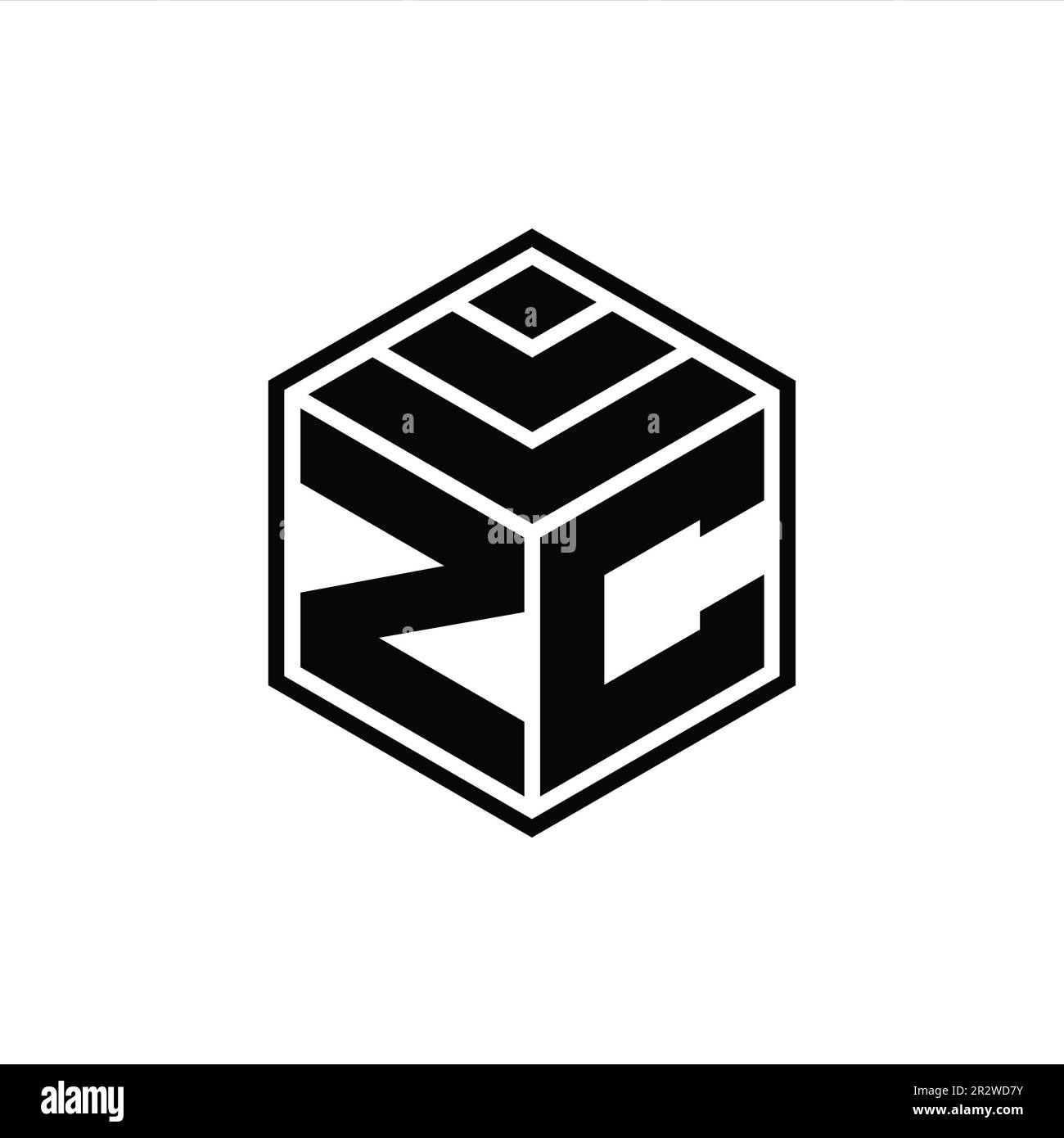 ZC Logo monogram with hexagon geometric shape isolated outline design template Stock Photo - Alamy