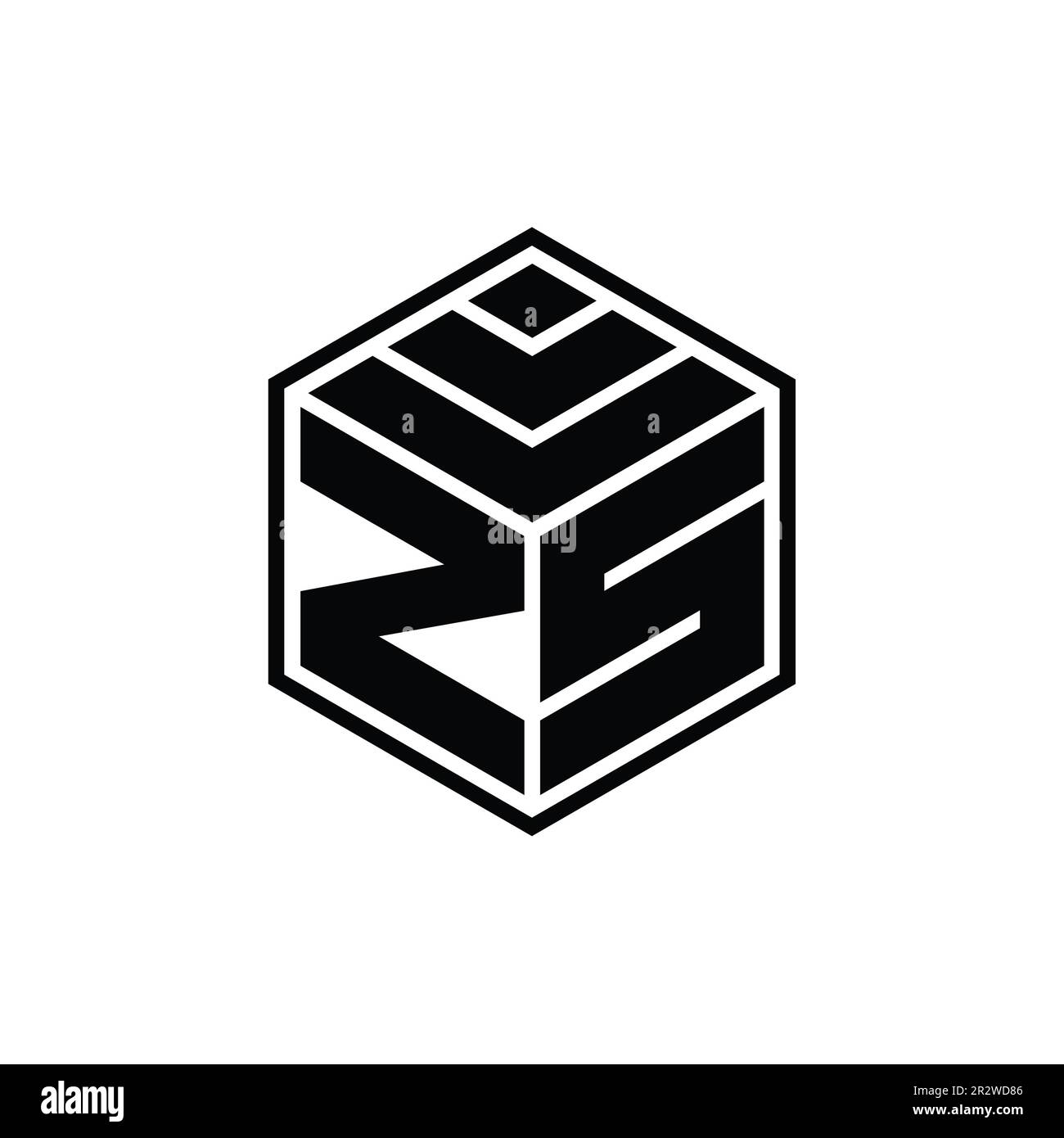 ZS Logo monogram with hexagon geometric shape isolated outline design ...