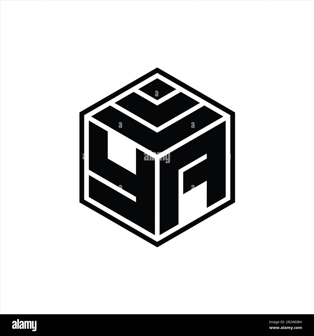 YA Logo monogram with hexagon geometric shape isolated outline design ...