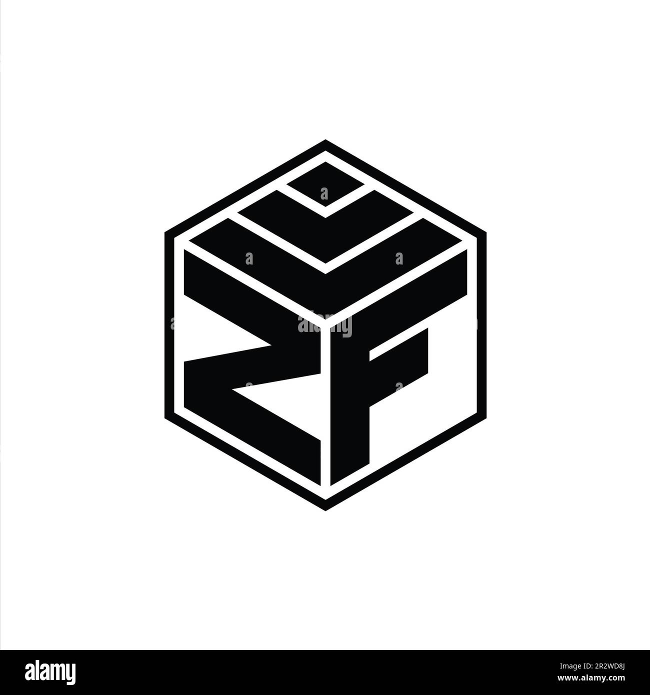 ZF Logo monogram with hexagon geometric shape isolated outline design template Stock Photo - Alamy