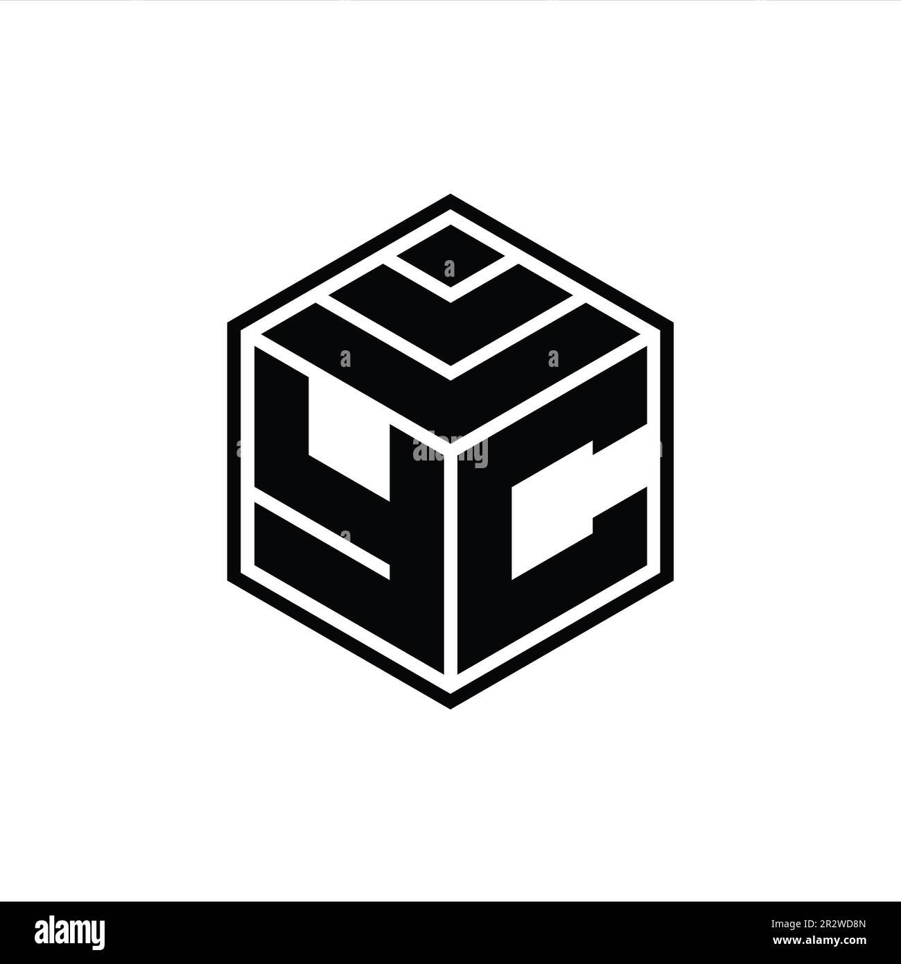 YC Logo monogram with hexagon geometric shape isolated outline design ...