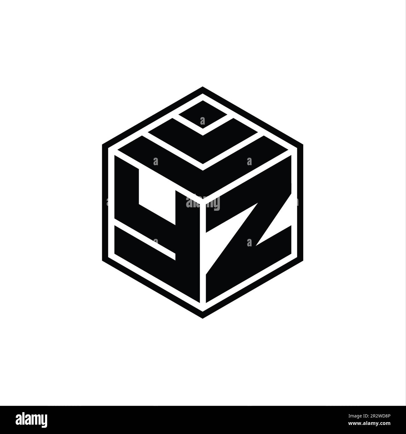 YZ Logo monogram with hexagon geometric shape isolated outline design template Stock Photo - Alamy