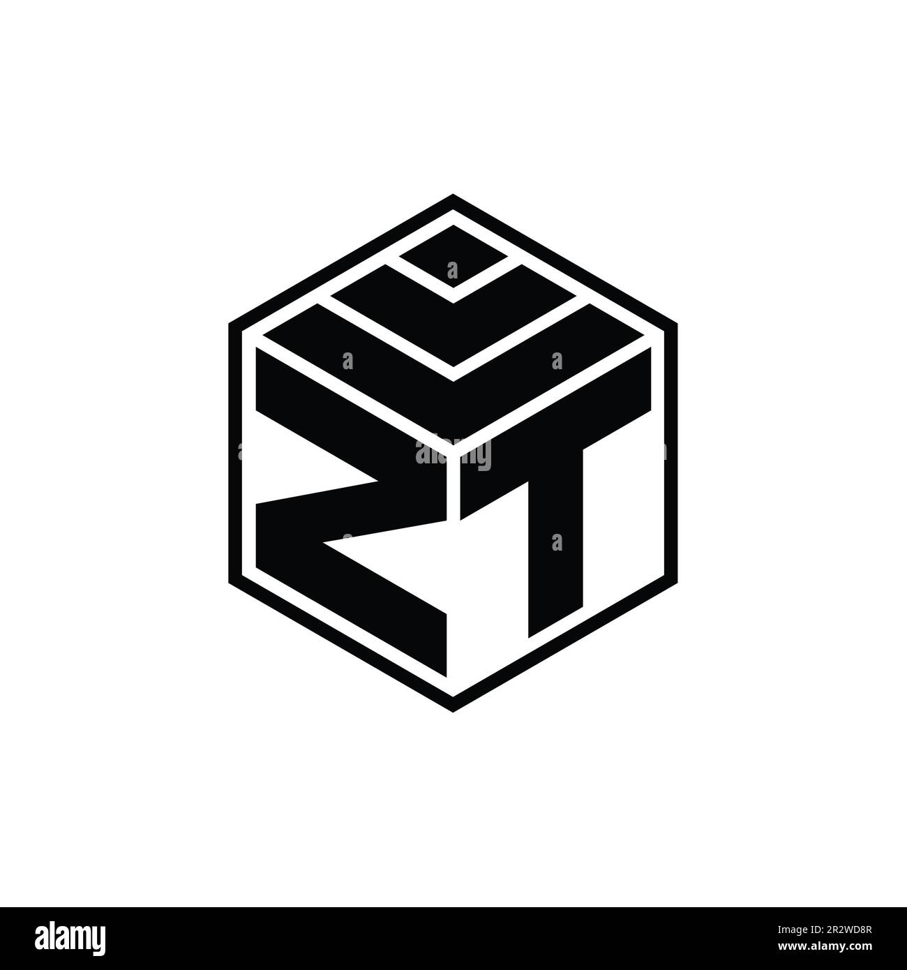 ZT Logo monogram with hexagon geometric shape isolated outline design ...