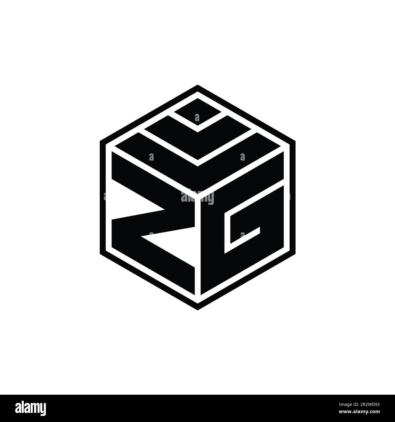 ZG Logo monogram with hexagon geometric shape isolated outline design ...