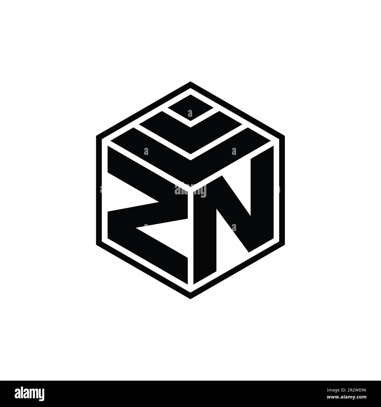 ZN Logo monogram with hexagon geometric shape isolated outline design ...