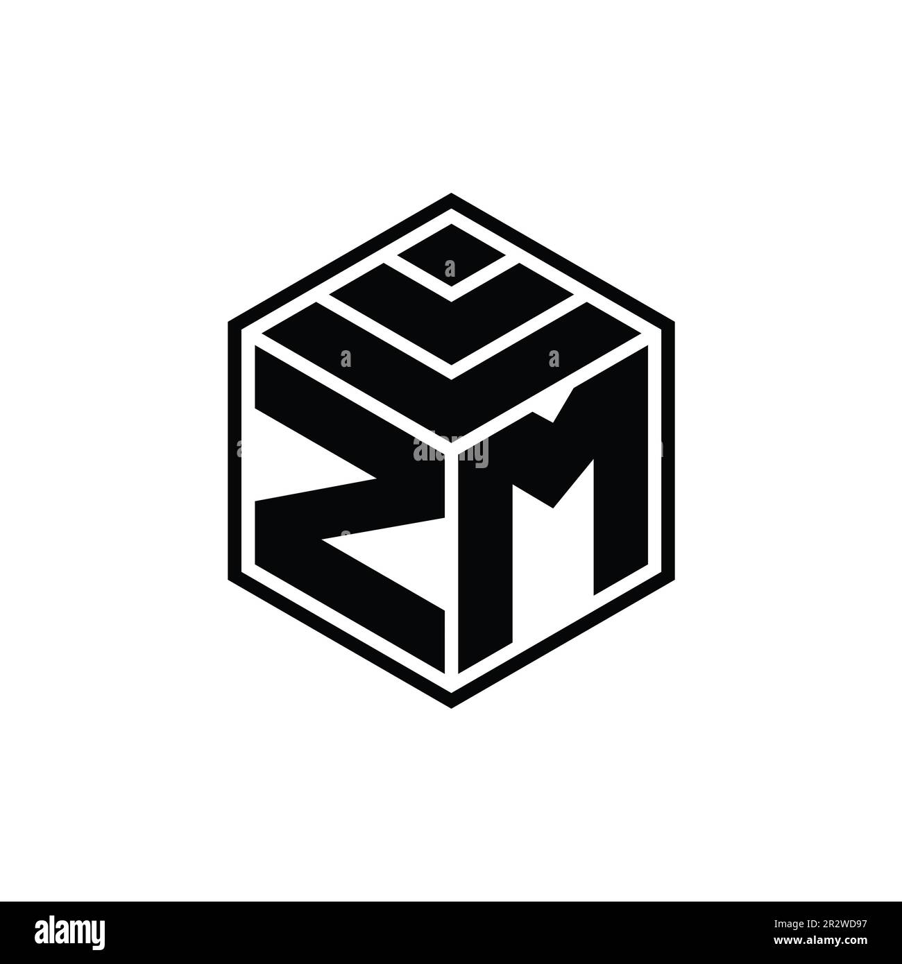 ZM Logo monogram with hexagon geometric shape isolated outline design ...