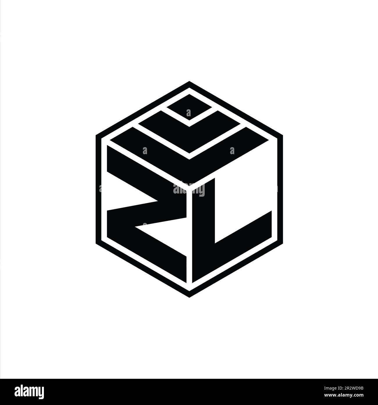 ZL Logo monogram with hexagon geometric shape isolated outline design template Stock Photo - Alamy