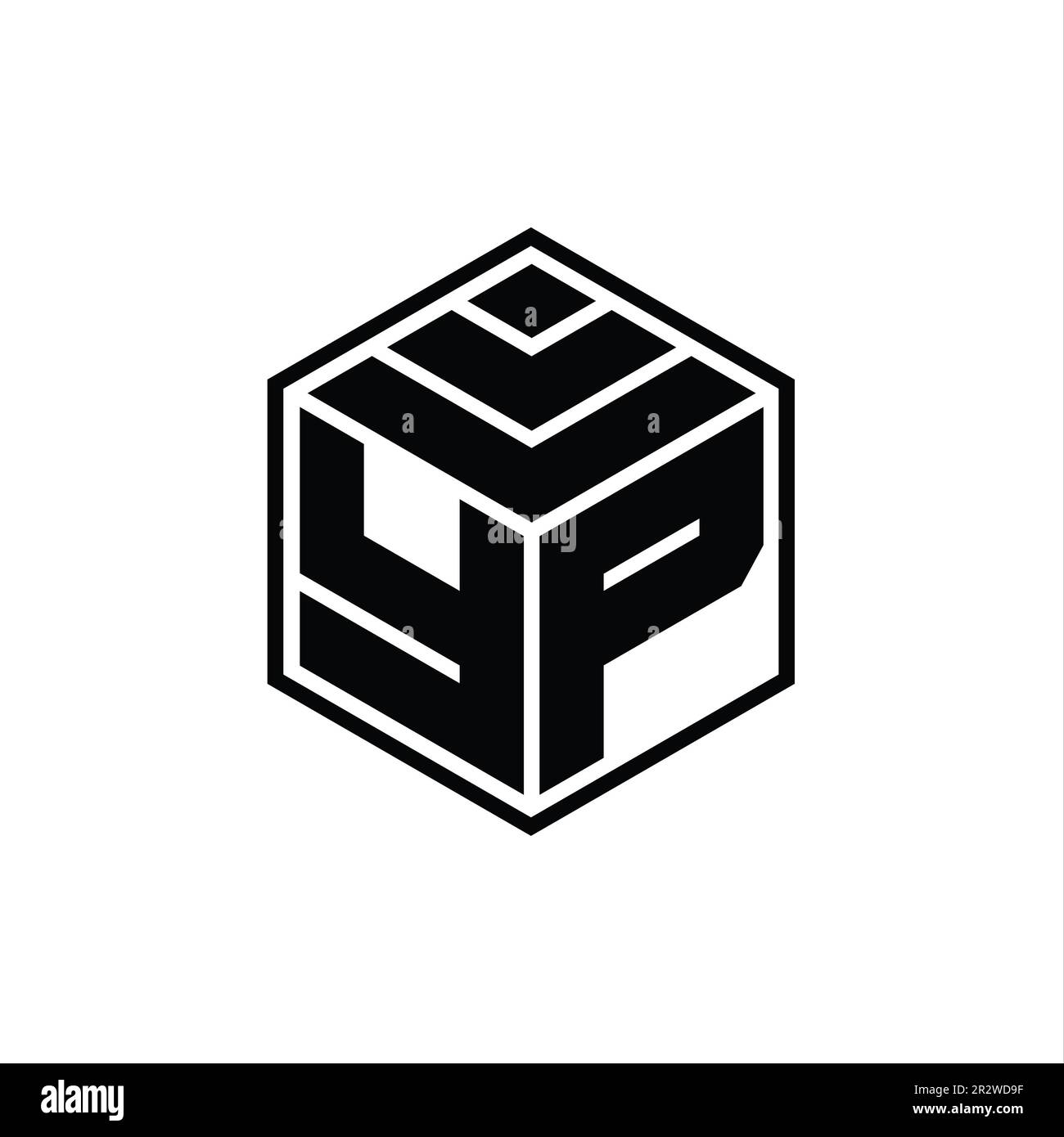 YP Logo monogram with hexagon geometric shape isolated outline design ...