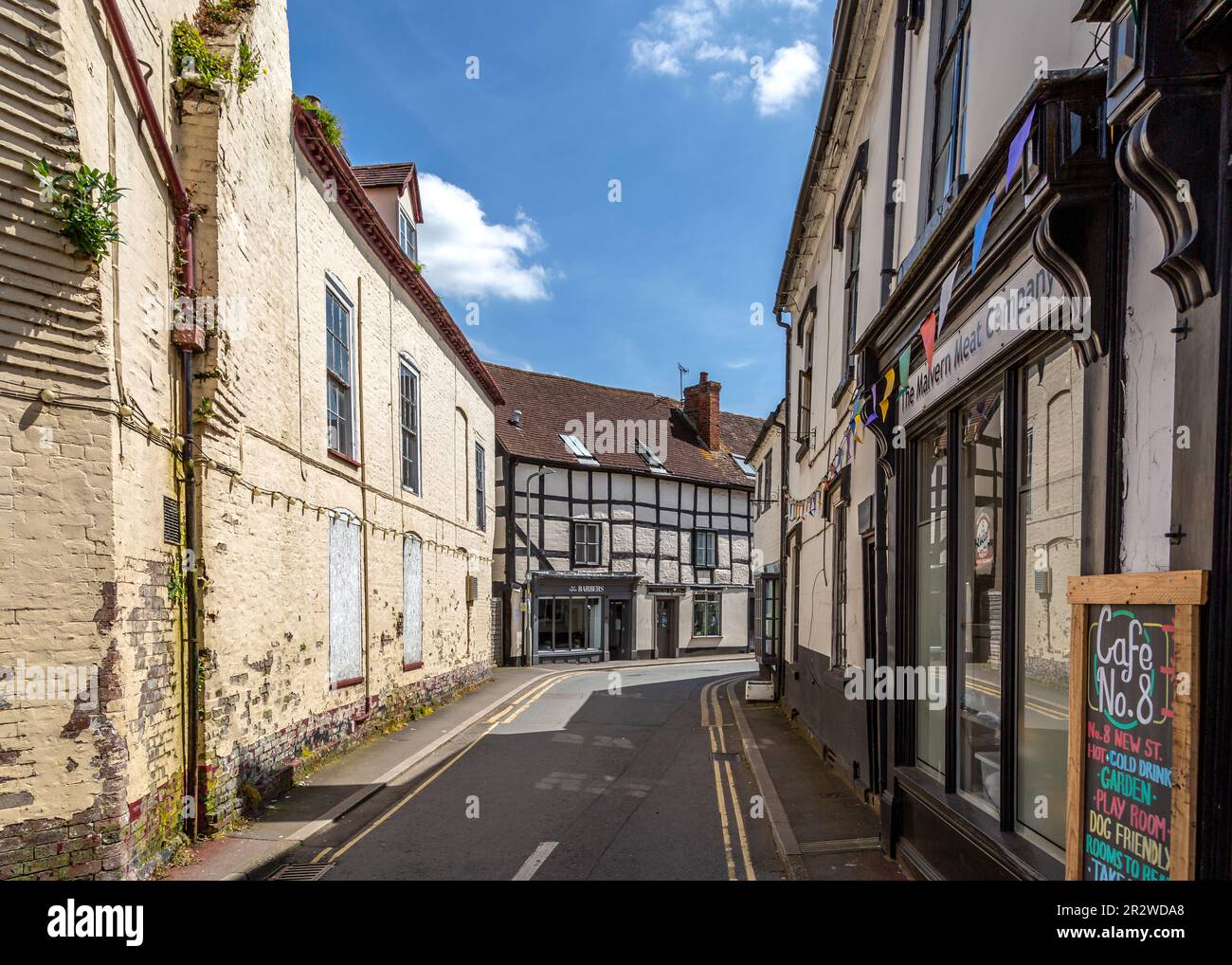 Street view with tudor period architecture in Upton on Severn Stock ...