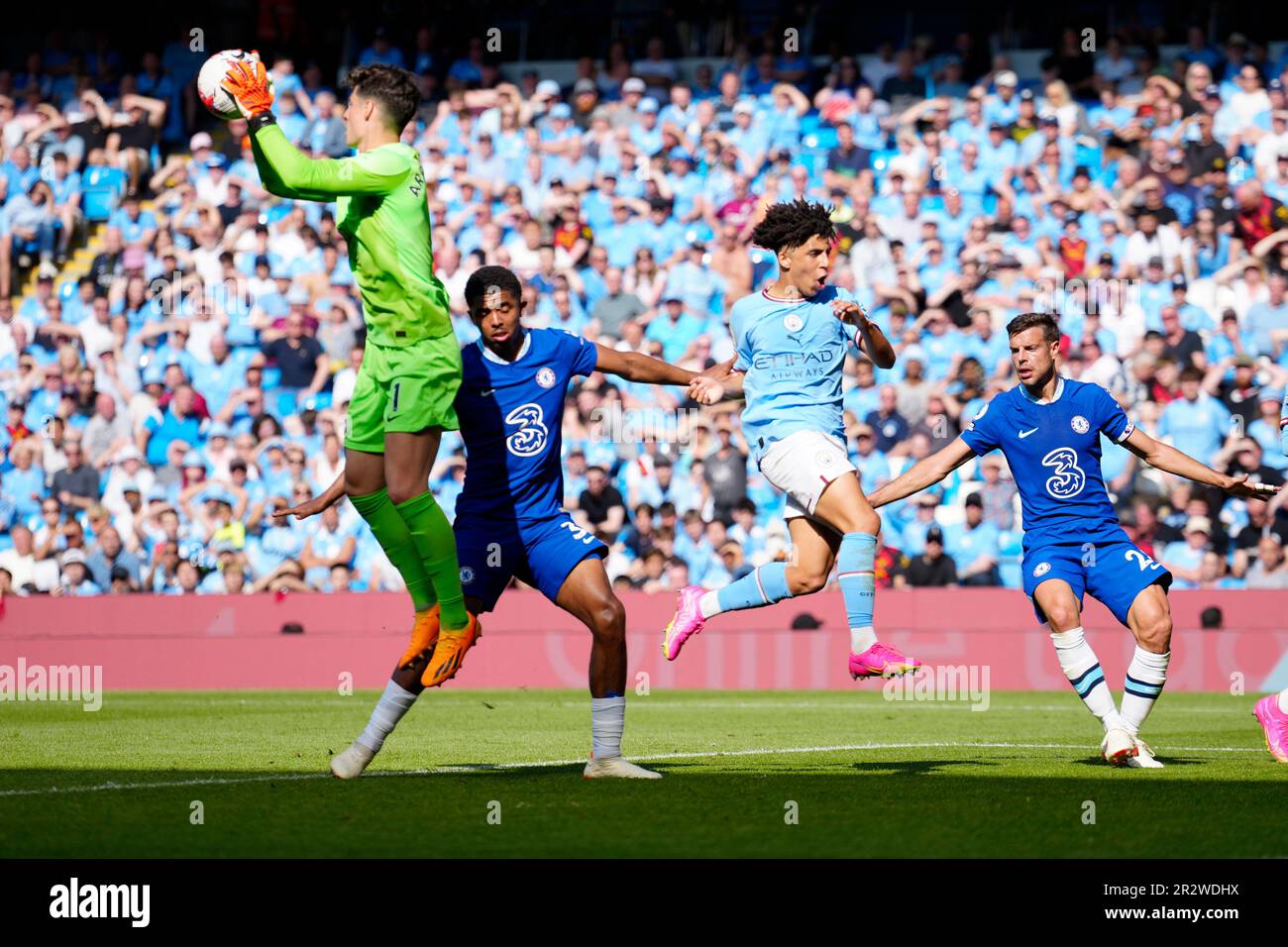 Chelsea's goalkeeper Kepa Arrizabalaga makes a save during the English ...