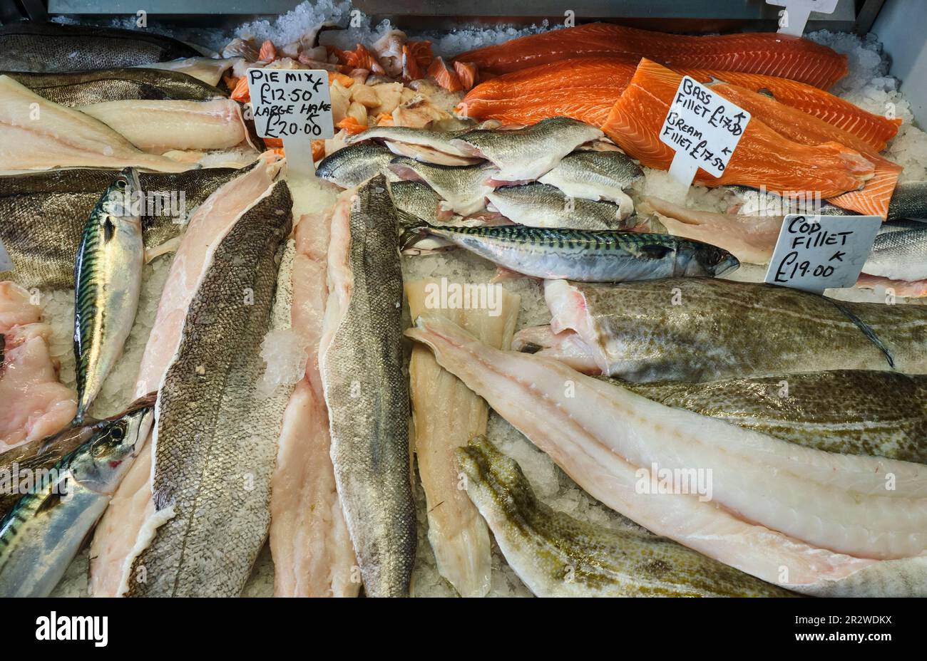 Fresh fish display at The Fish Plaice, Point Street, Milford Haven ...