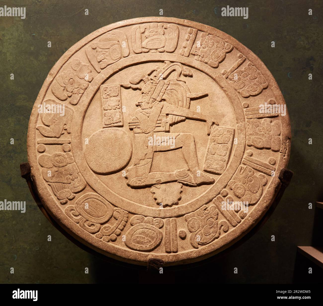 A ball court marker from Chinkultic on display at the National Museum ...