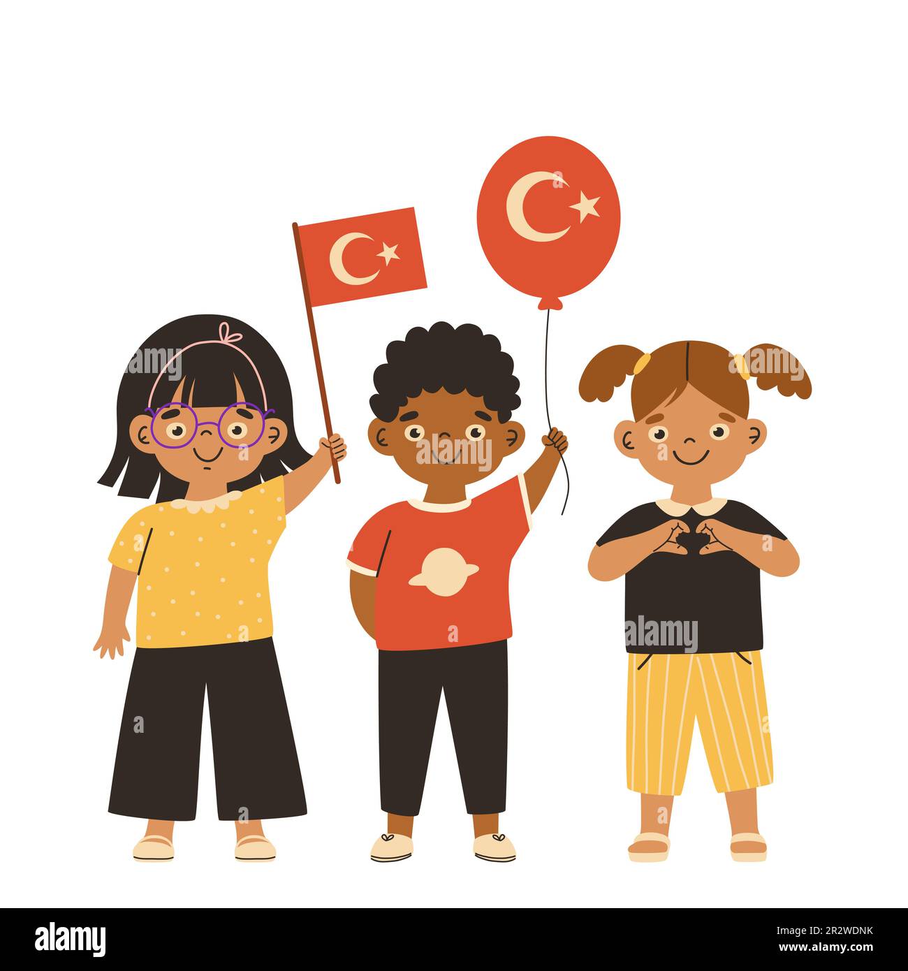 Kids with Turkish symbolics. Vector hand drawn illustration Stock ...