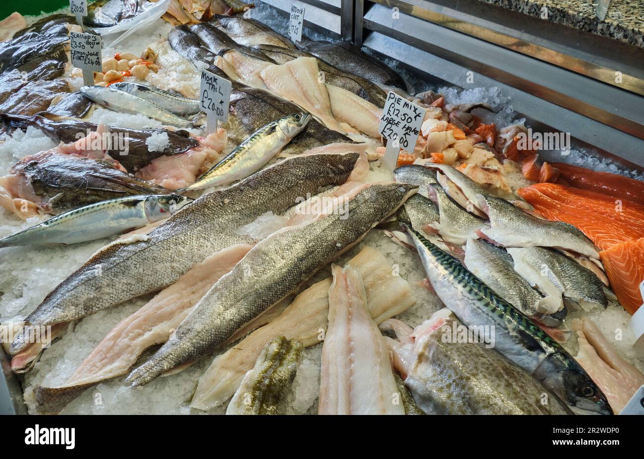 Fresh fish display at The Fish Plaice, Point Street, Milford Haven ...