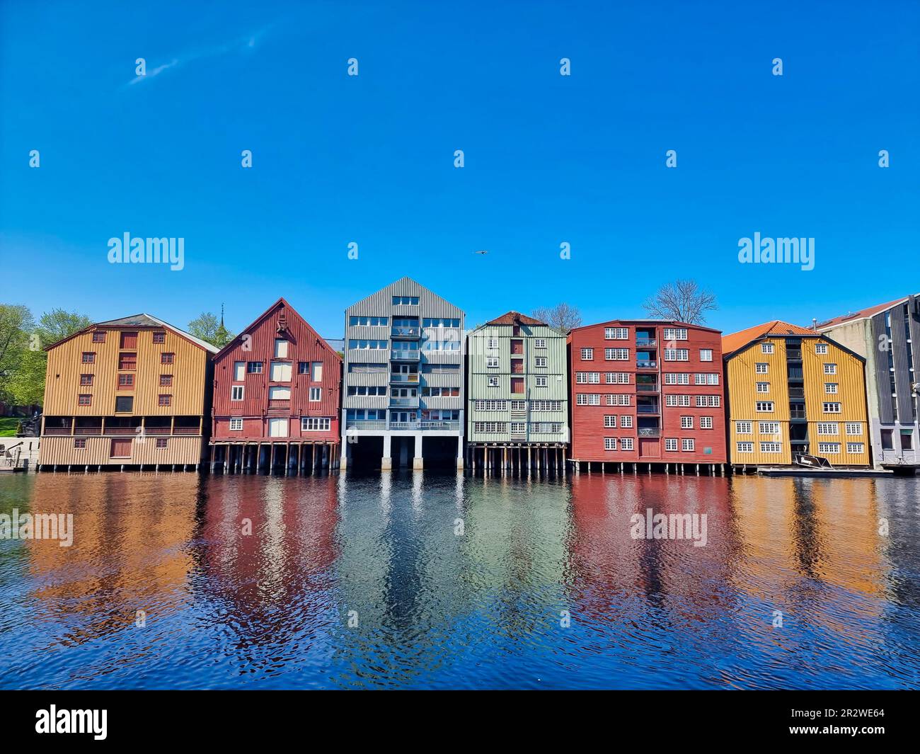 A Reflection of Blue Cityscape Houses at Bakklandet Stock Photo - Alamy
