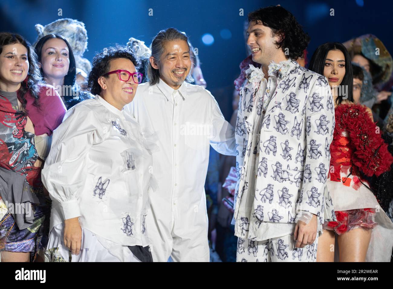 Designers, Akira Isogawa and Jordan Gogos thanks the audience with the ...