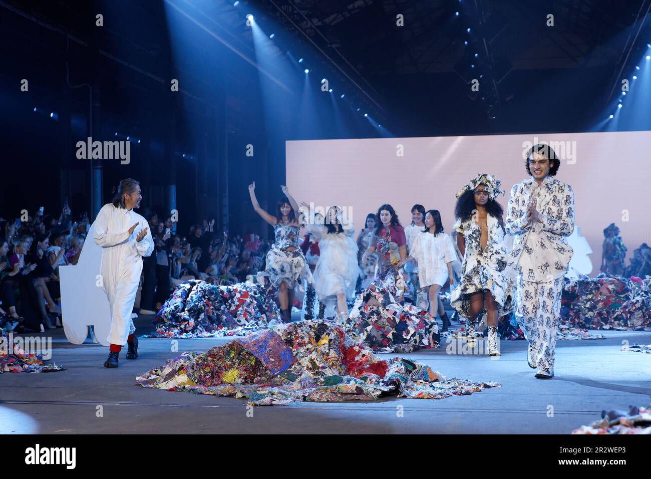 Designers, Akira Isogawa and Jordan Gogos thanks the audience with the ...