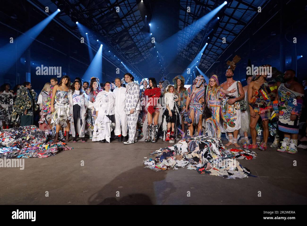 Designers, Akira Isogawa and Jordan Gogos thanks the audience with the ...