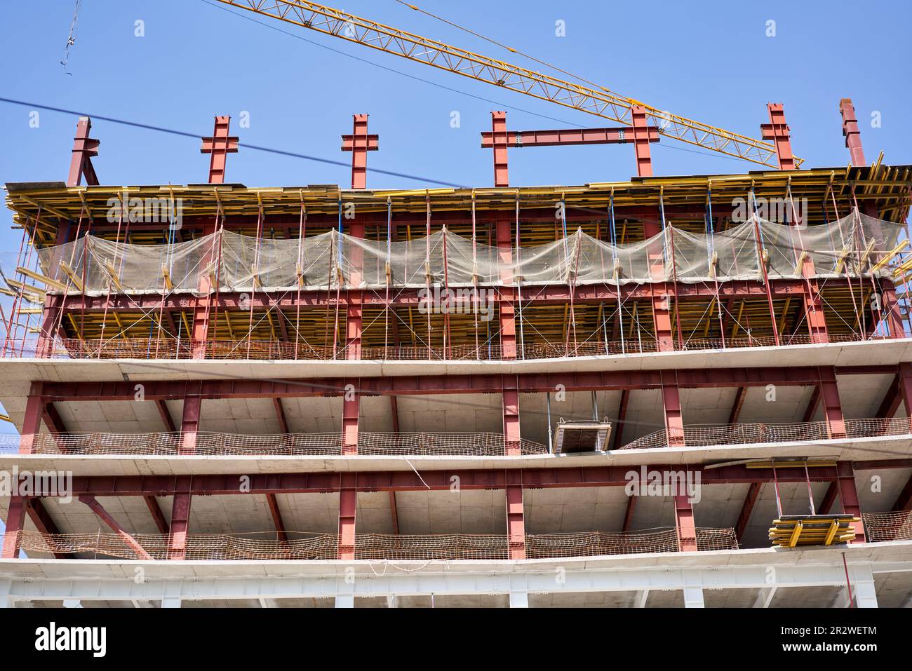 View of a large construction site with buildings under construction and ...