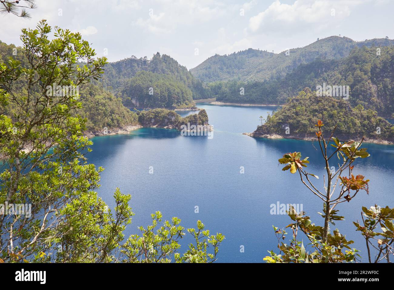 The stunning deep blue lakes of Montebello Lakes National Park in Chiapas, Mexico Stock Photo ...