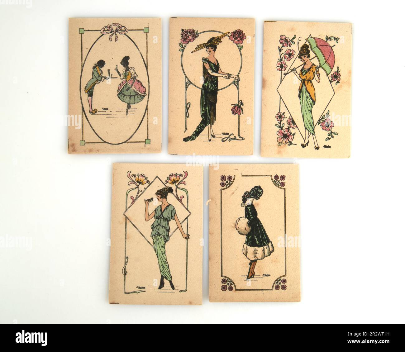 5 original 1920-30s printed Art Deco fashion perfume testing trade ...