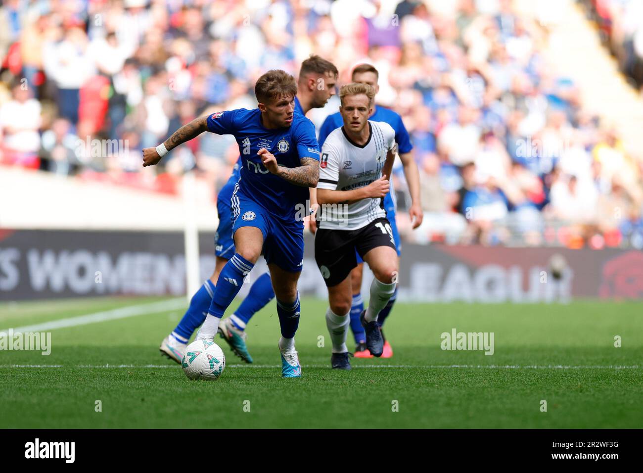 London, UK. 21st May, 2023. Jamie Cooke (19 Halifax Town) in action ...