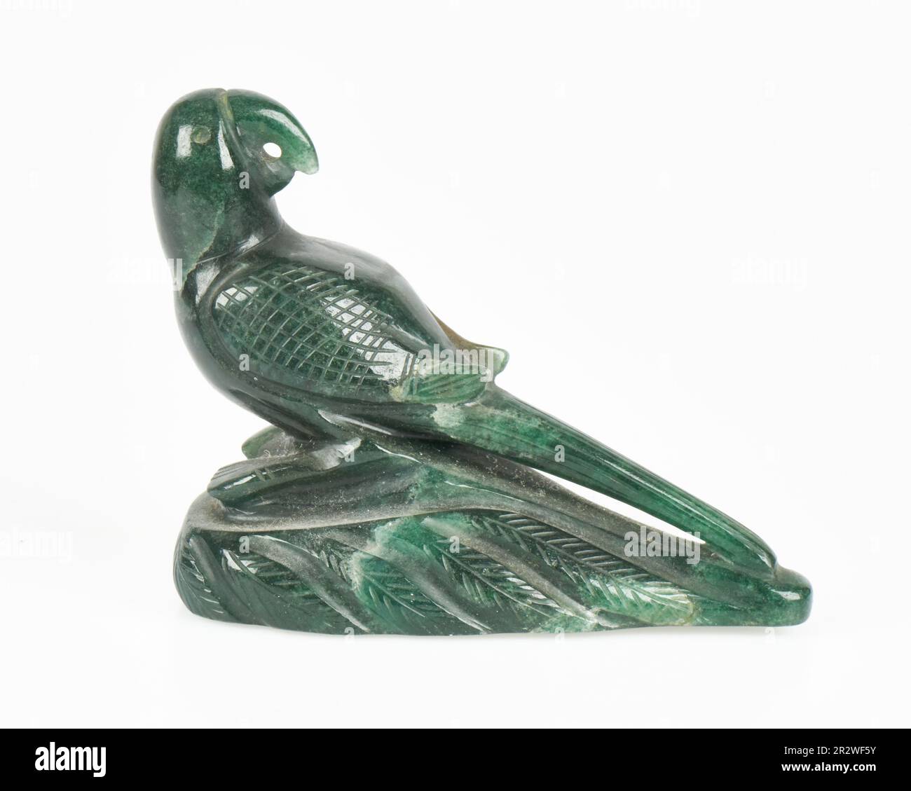 Antique Vintage hand carved green aventurine stone parrot. Chinese ...