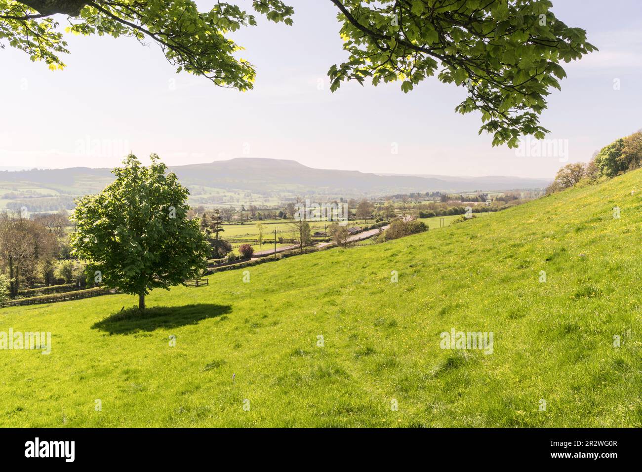View looking west from The Shawl, in Leyburn, North Yorkshire, England ...