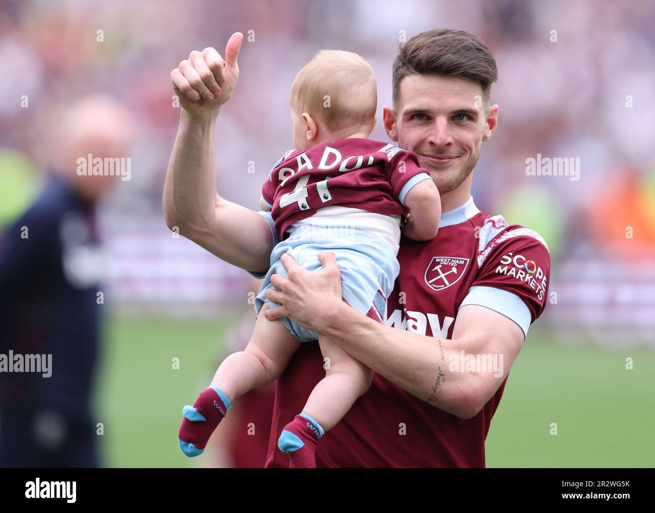 London, UK. 21st May, 2023. Declan Rice of West Ham United walks around ...