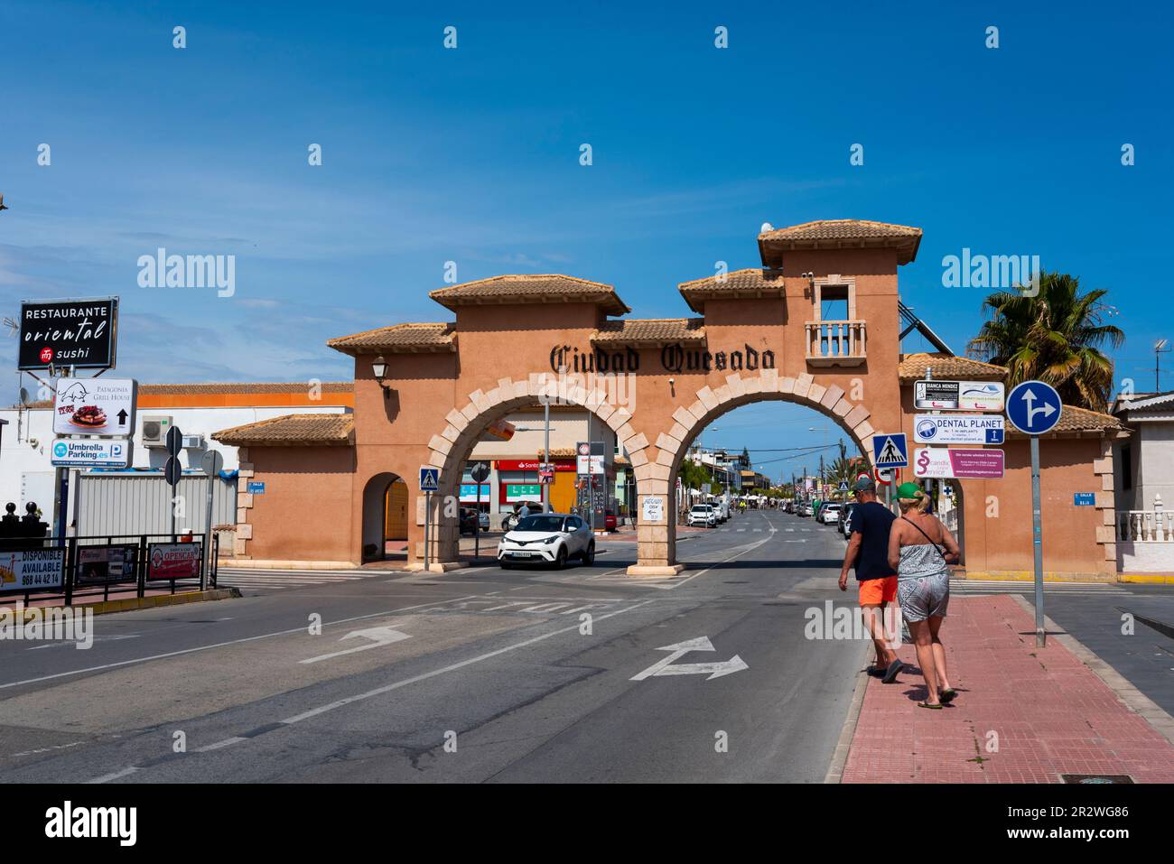 Ciudad Quesada town archway, entrance, Spain. Main street. Ciudad ...