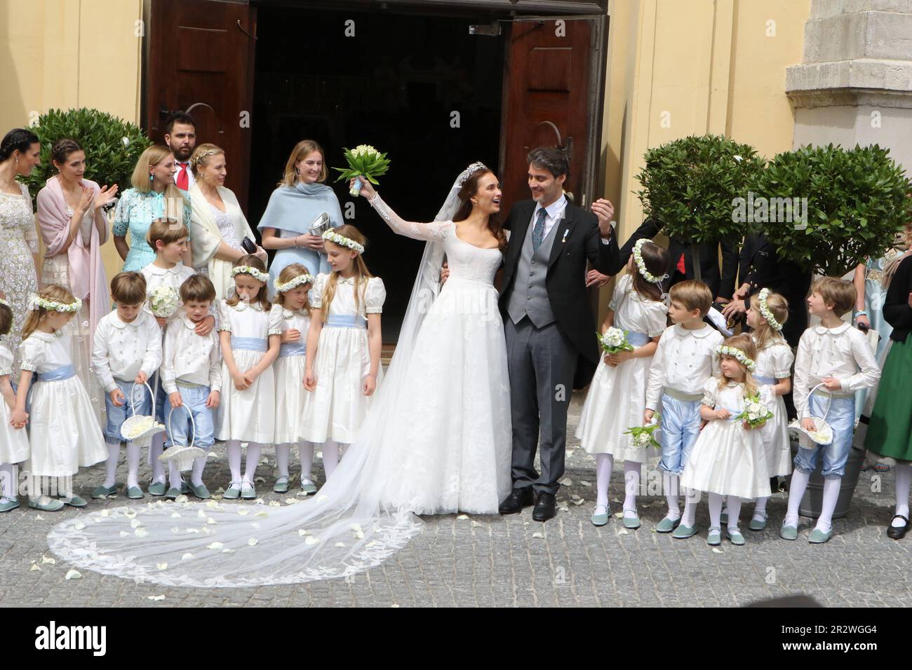 MUNICH, Germany - 20. MAY 2023: After the church wedding ceremony, the ...