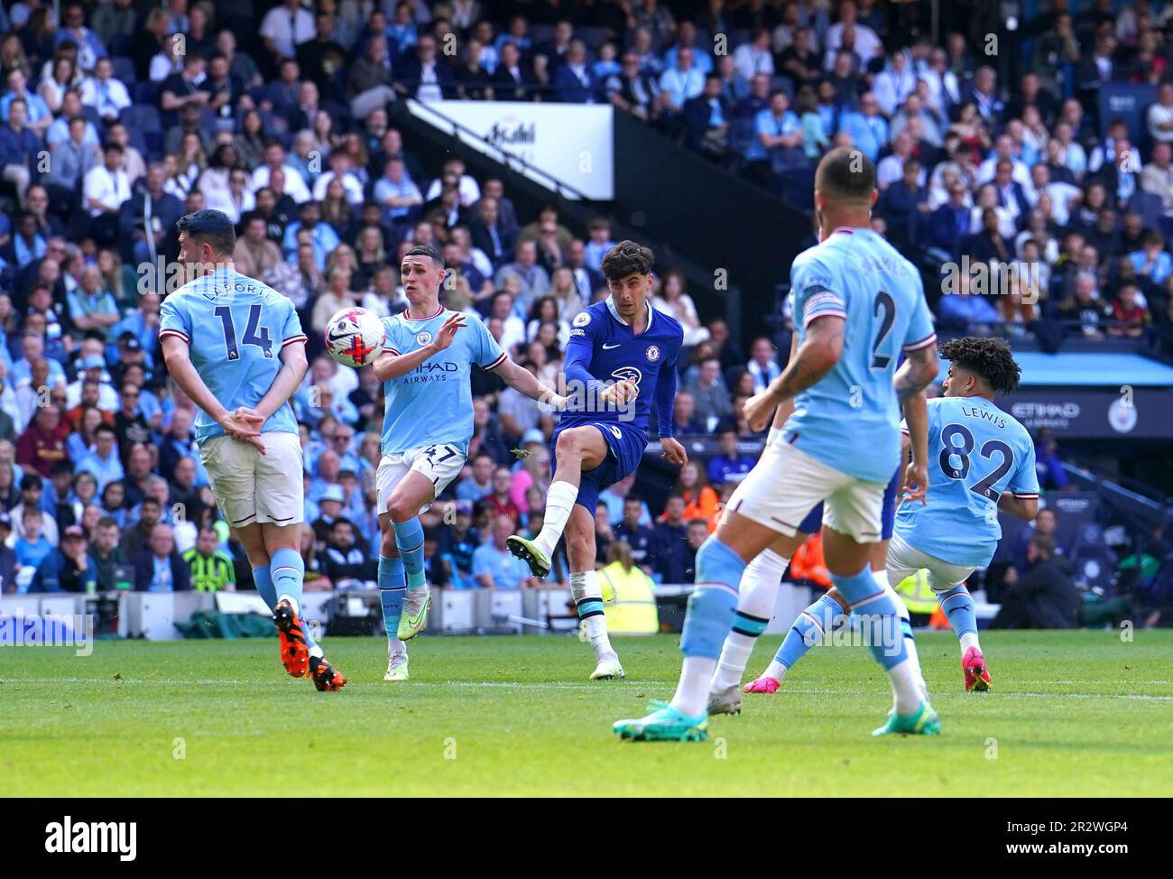 Chelsea's Kai Havertz attempts a shot on goal during the Premier League ...