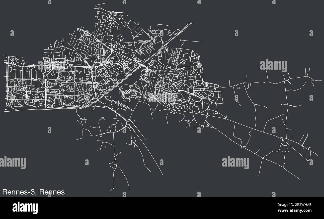 Street roads map of the RENNES-3 CANTON, RENNES Stock Vector Image ...