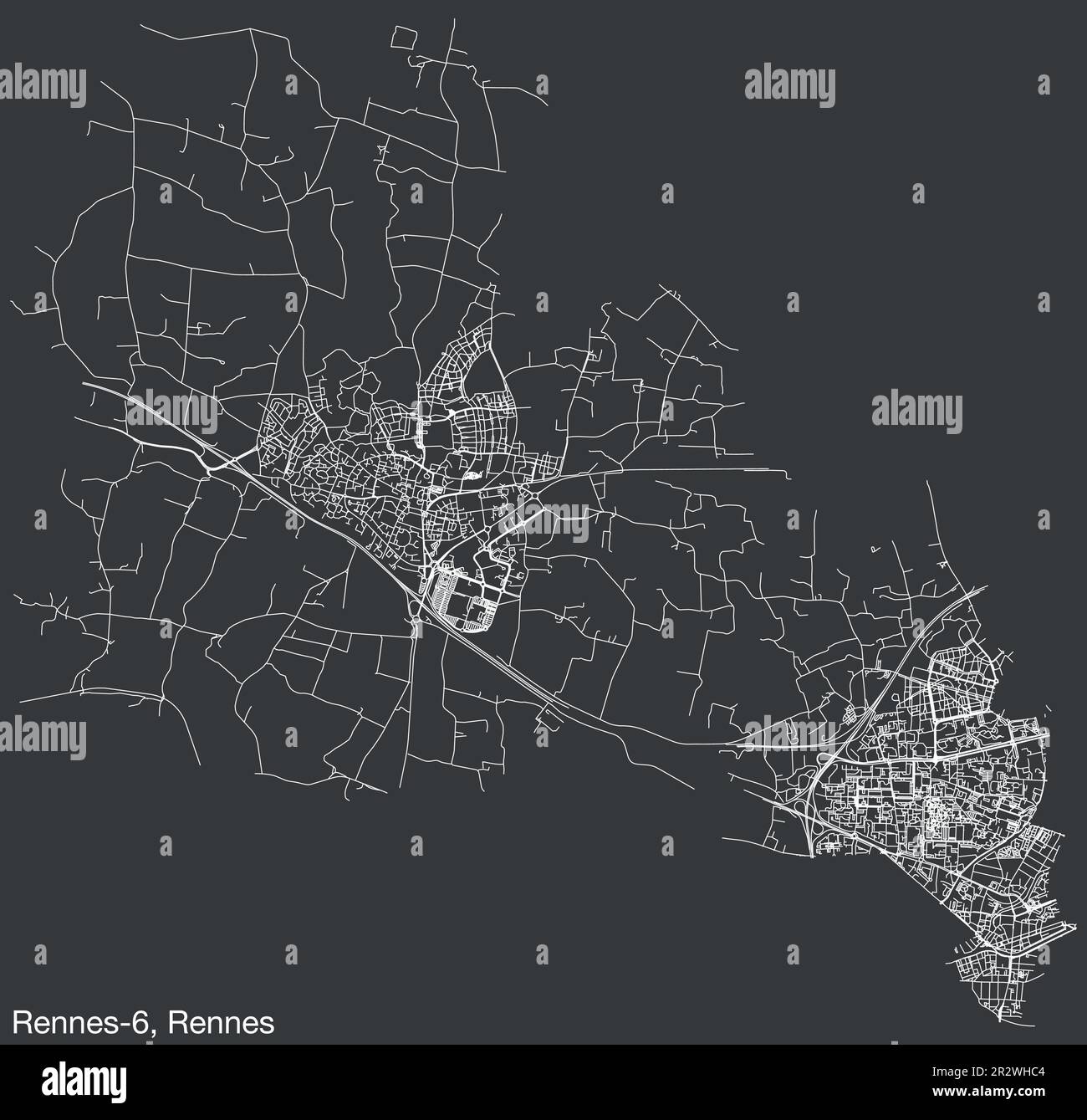 Street roads map of the RENNES-6 CANTON, RENNES Stock Vector Image ...