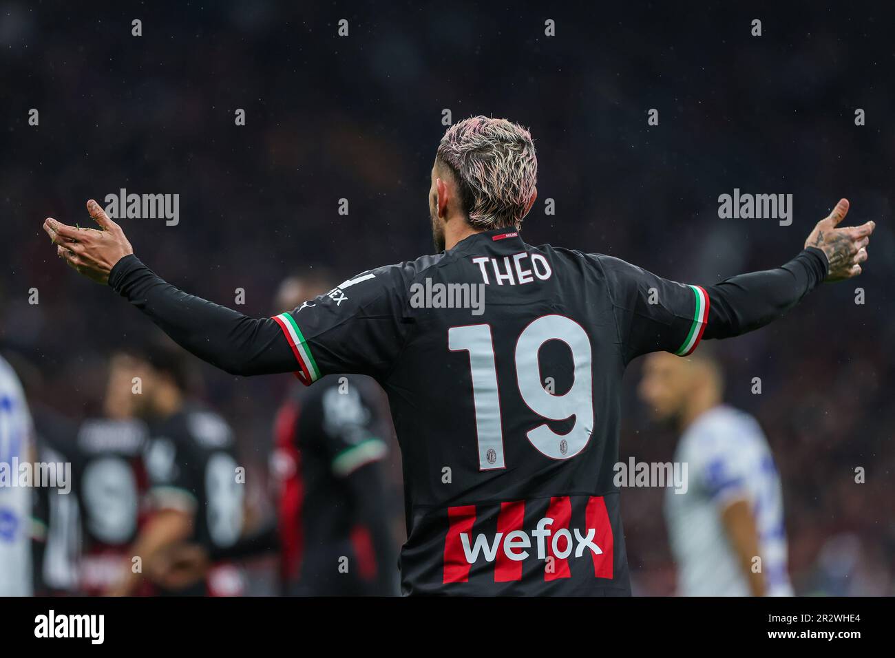 Theo Hernandez of AC Milan reacts during Serie A 2022/23 football match ...