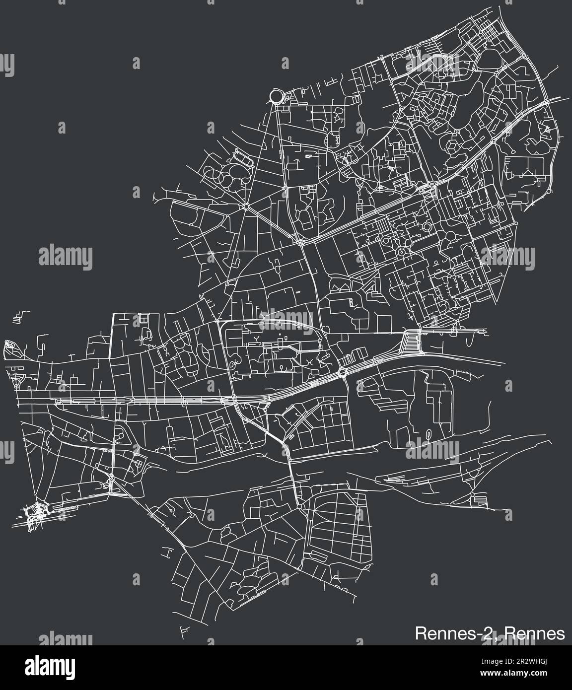 Street roads map of the RENNES-2 CANTON, RENNES Stock Vector Image ...