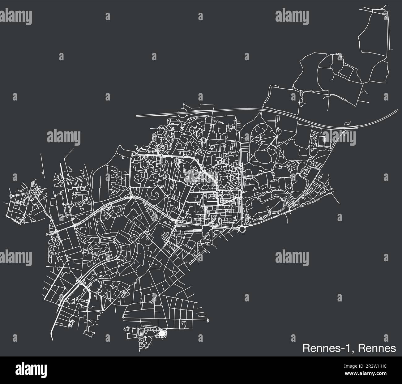 Street roads map of the RENNES-1 CANTON, RENNES Stock Vector Image ...