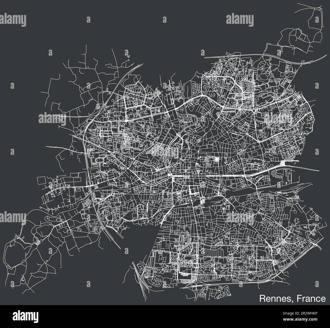 Detailed hand-drawn navigational urban street roads map of the French ...