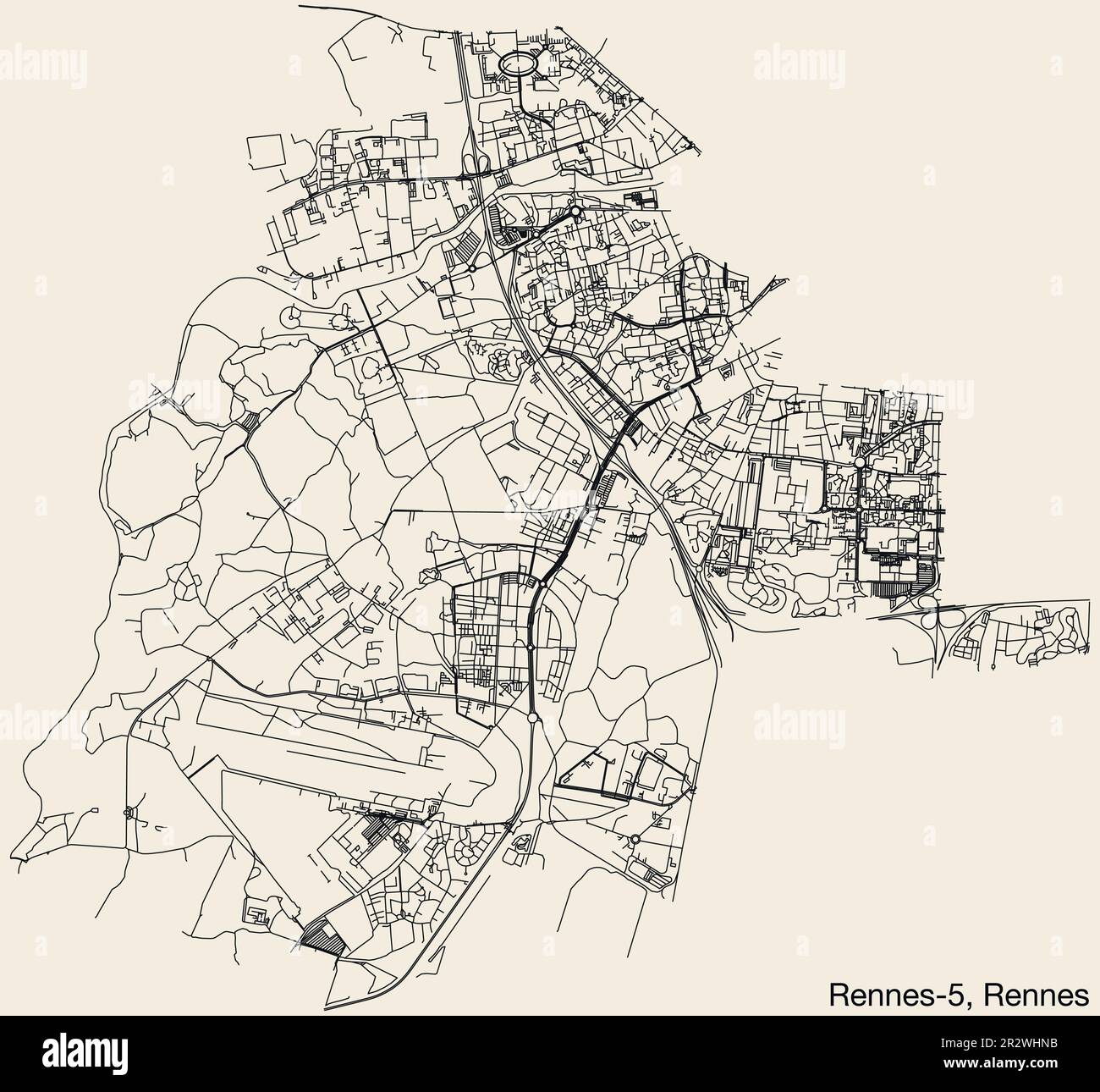 Street roads map of the RENNES-5 CANTON, RENNES Stock Vector Image ...