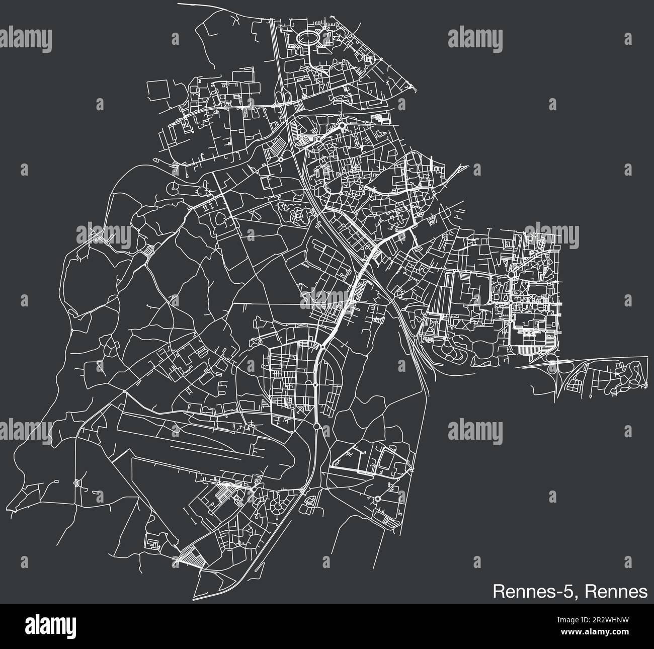 Street roads map of the RENNES-5 CANTON, RENNES Stock Vector Image ...