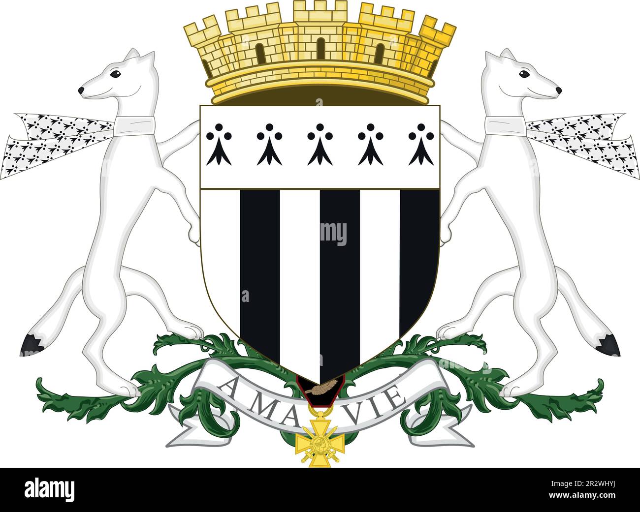 Official coat of arms vector illustration of the French city of RENNES ...