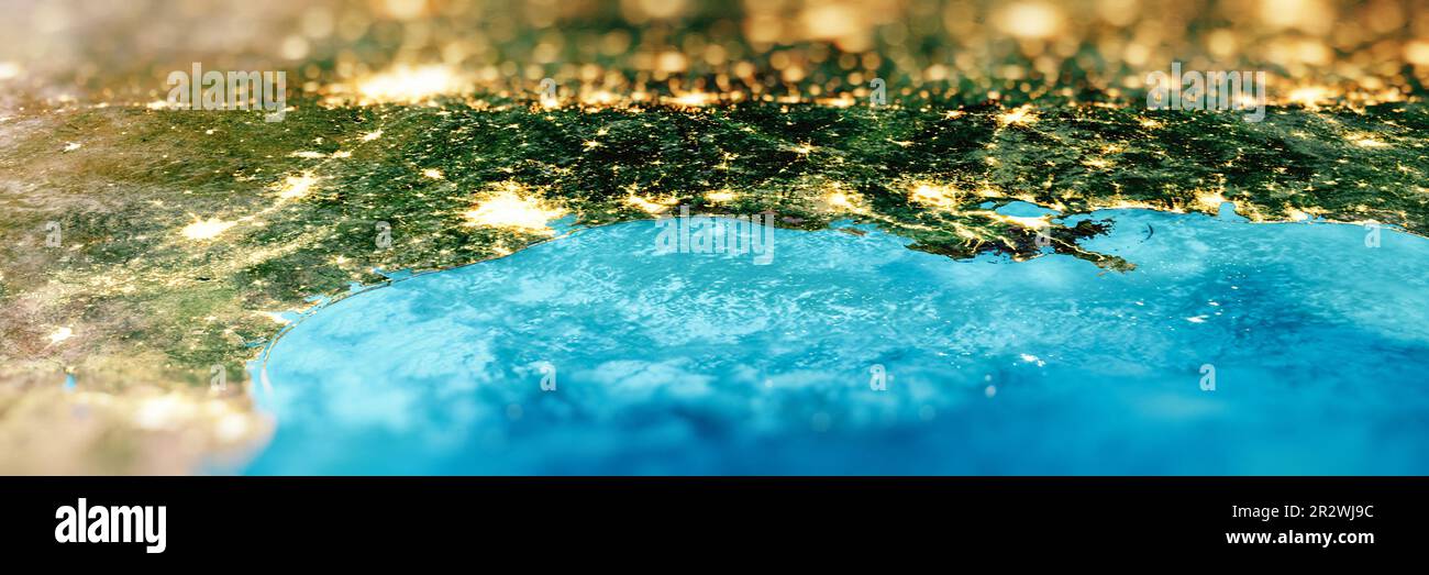 Texas and Louisiana, USA. Elements of this image furnished by NASA. 3d ...