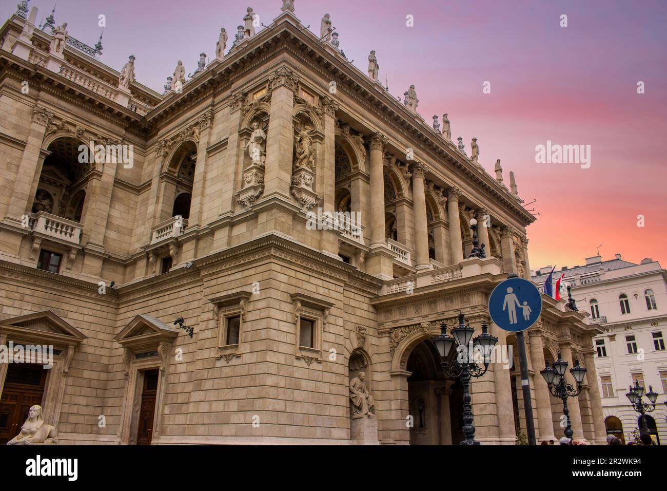 State Opera House, in Budapest, Hungary at sunset.The Hungarian Royal ...