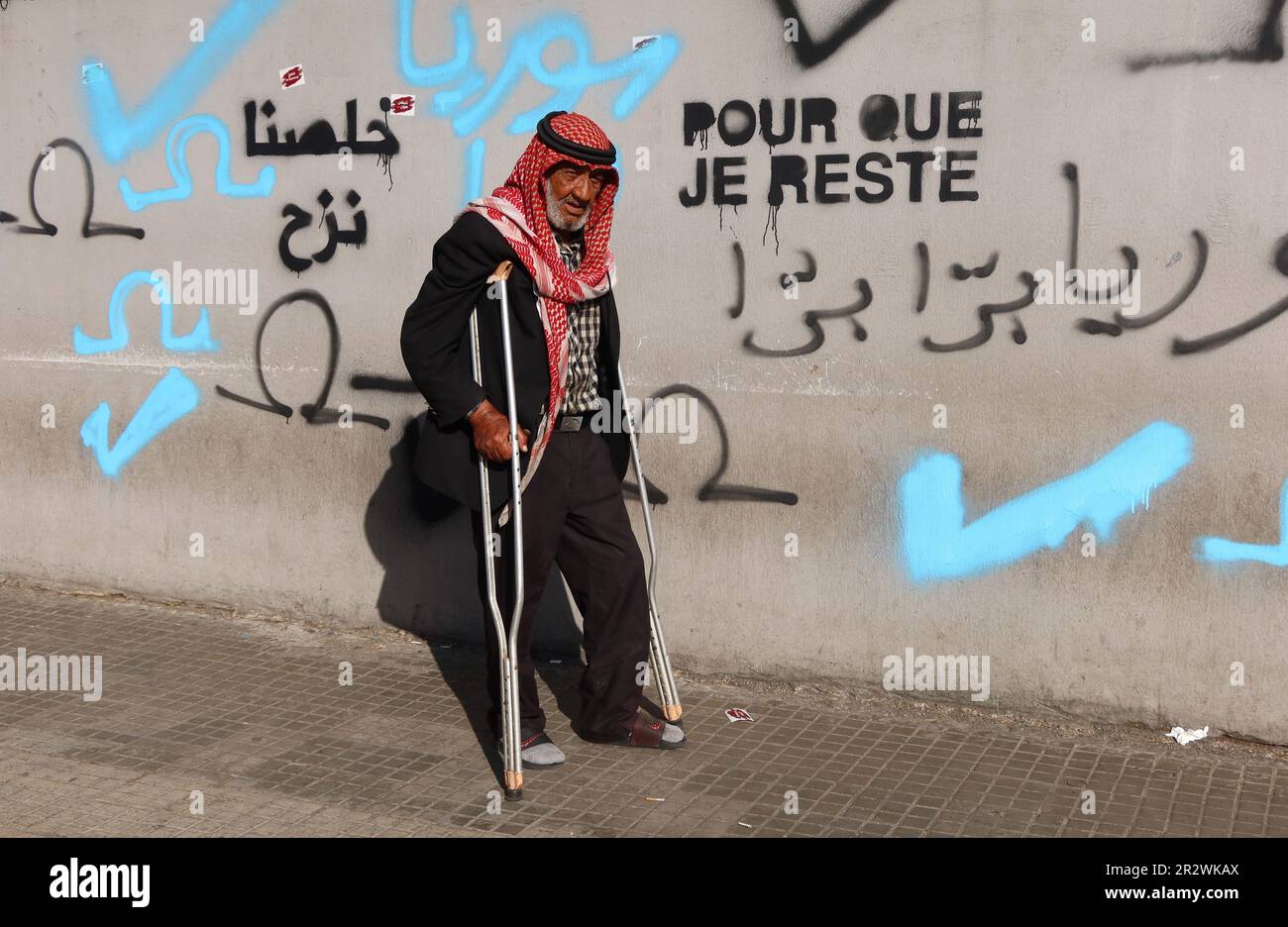Beirut, Lebanon. 19th May, 2023. Old Syrian refugee Abu Abed (fictional ...