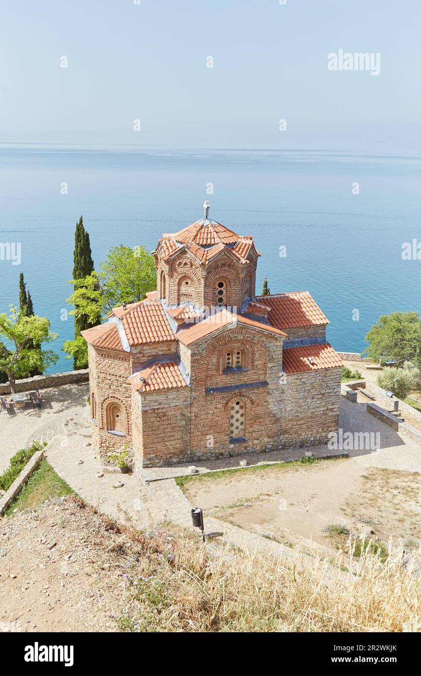 The scenic St. John of Kaneo church which sits alongside Lake Ohrid in ...